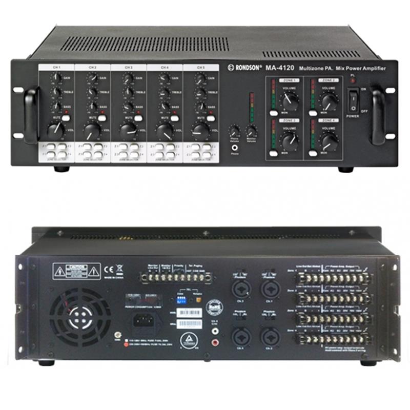 Amplificateur préampli 4 X 120 Watts - 100 V - MA 4120 RONDSON